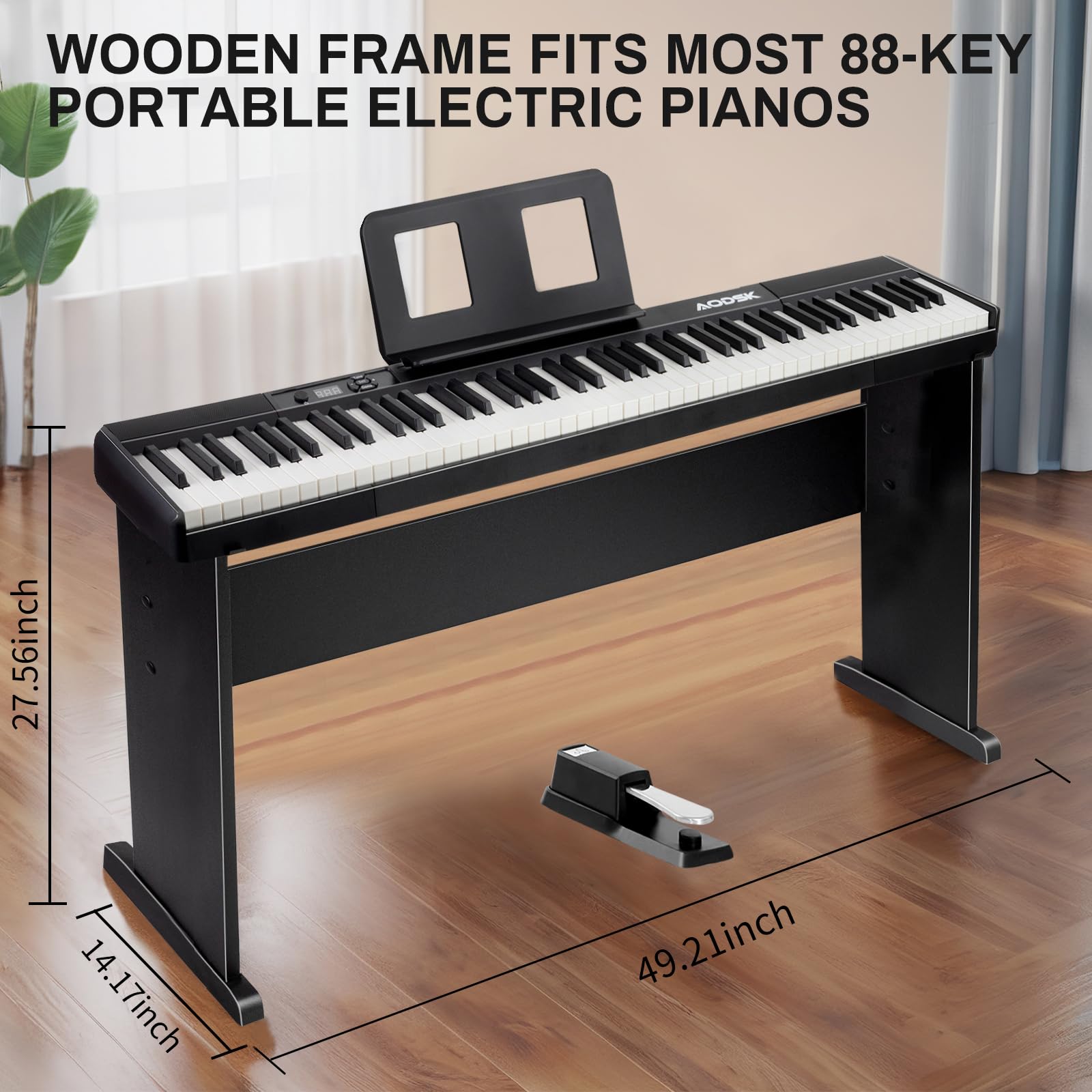 Aodsk 88 Key keyboard piano, Portable Digital Piano with Wooden stand – AODSK